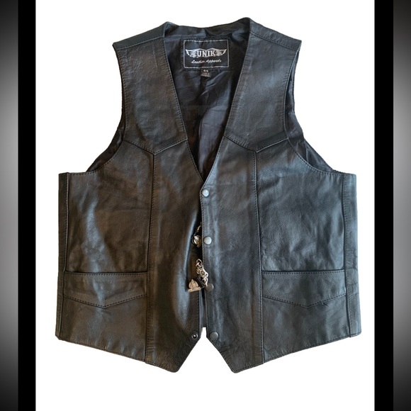 Unik | Jackets & Coats | Unik Leather Vest Bikers Size 44 Mens Blk With ...